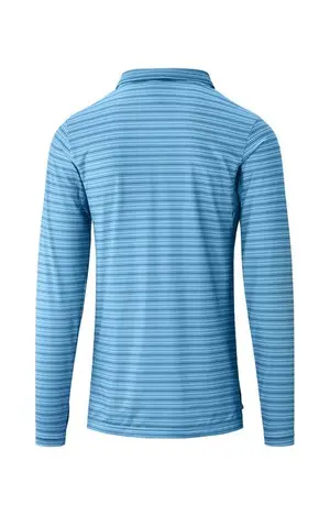 UV SKINZ Long Sleeve Performance Polo - Lagoon Eagle Stripe