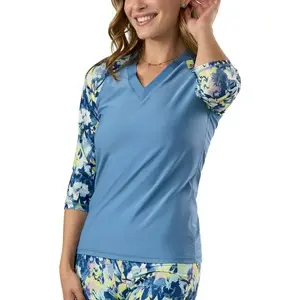 UV SKINZ V-neck Sun & Swim Shirt Marbled Floral