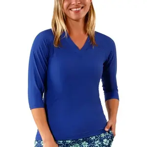UV SKINZ V-neck Sun & Swim Shirt Navy Blue