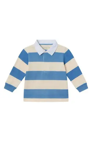 Andy & Evan Stripe Rugby Shirt & Pants Set - Blue
