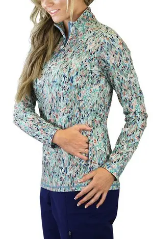 UV SKINZ Quarter Zip Vented Sun Shirt - Painted Eden