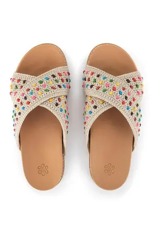 THE SAK Penelope Slip-on Sandals - Ecru Multi Beads