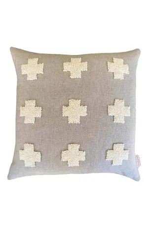 COTTON TREE Punch Needle Naturals Crosses Pillowcover Only - Grey