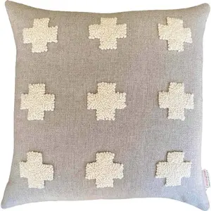 COTTON TREE Punch Needle Naturals Crosses Pillowcover + Insert - Grey