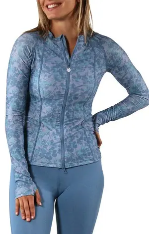 UV SKINZ Long Sleeve Zip Rash Guard - Baltic Petals
