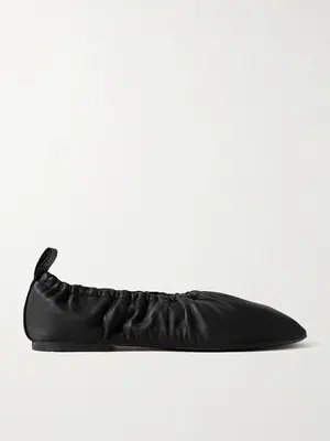 JIL SANDER Gathered Leather Ballerinas