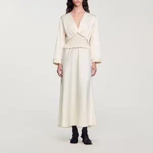 Sandro Satin-effect Flowy Maxi Dress