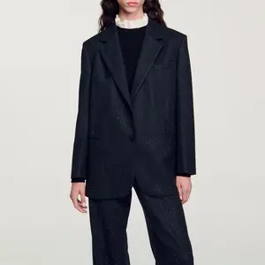 Sandro Oversized Herringbone Suit Jacket
