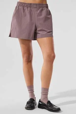 Alo Yoga Pinstripe Boxer Short - Mushroom/ivory