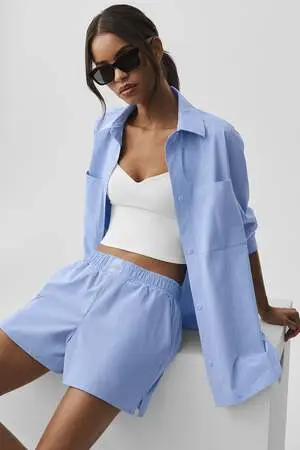 Alo Yoga Pinstripe Daylight Button Down Long Sleeve Top - Light 