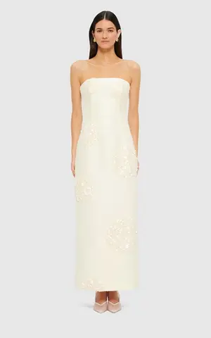LEO LIN Rayna Embellished Bustier Maxi Dress Cream