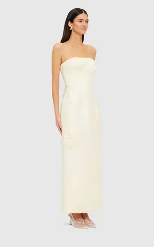 LEO LIN Rayna Embellished Bustier Maxi Dress Cream