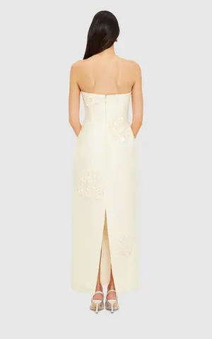 LEO LIN Rayna Embellished Bustier Maxi Dress Cream