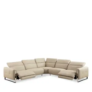CHATEAU D'AX Giada 5 Piece Leather Sectional - Perla