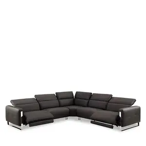 CHATEAU D'AX Giada 5 Piece Leather Sectional - Santos Black