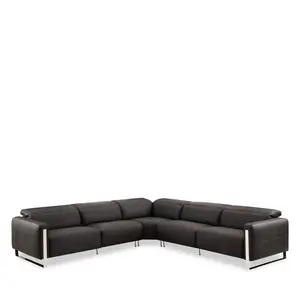 CHATEAU D'AX Giada 5 Piece Leather Sectional - Santos Black