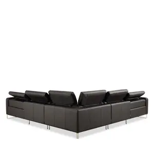 CHATEAU D'AX Giada 5 Piece Leather Sectional - Santos Black
