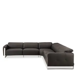 CHATEAU D'AX Giada 5 Piece Leather Sectional - Santos Black