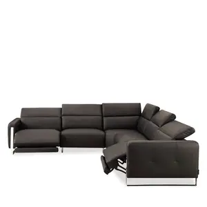 CHATEAU D'AX Giada 5 Piece Leather Sectional - Santos Black