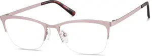 Zenni Retro Rectangle Half Rim Eyeglasses - Rose Gold