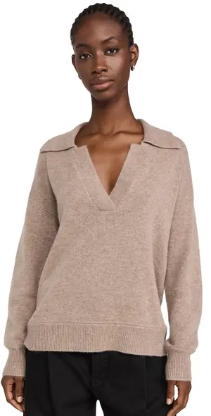 LA LIGNE Cashmere Blend V-neck Collared Sweater