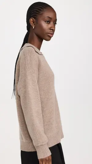 LA LIGNE Cashmere Blend V-neck Collared Sweater