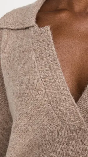LA LIGNE Cashmere Blend V-neck Collared Sweater