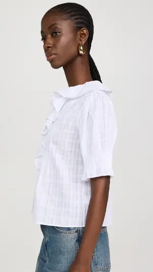 Madewell Ruffle Puff-sleeve Peplum Top