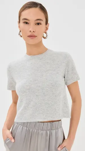 Sablyn Charleston Cashmere Short Sleeve Sweater - Foggy