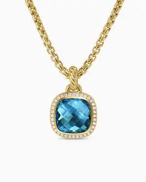 David Yurman Albion® Pendant In 18k Yellow Gold With Onyx And Diamonds - Hampton Blue Topaz