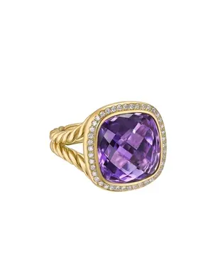 David Yurman Albion Ring In 18k Yellow Gold With Onyx And Diamonds - Amethyst