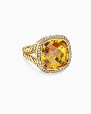 David Yurman Albion Ring In 18k Yellow Gold With Onyx And Diamonds - Citrine