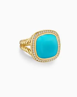 David Yurman Albion Ring In 18k Yellow Gold With Onyx And Diamonds - Turquoise
