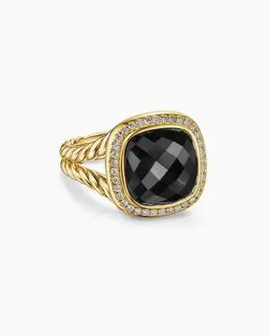 David Yurman Albion Ring In 18k Yellow Gold With Onyx And Diamonds - Black Onyx