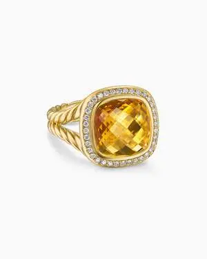 David Yurman Albion Ring In 18k Yellow Gold With Onyx And Diamonds - Citrine