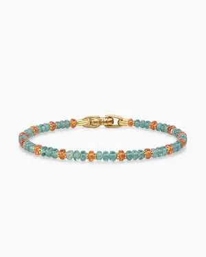 David Yurman 18k Yellow Gold Spiritual Beads Bracelet With And Turquoise - Indicolite