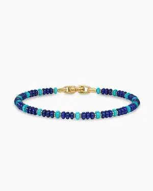 David Yurman David Yurman 18K Yellow Gold Spiritual Beads Bracelet With Lapis Lazuli And Turquoise Lapis Lazuli