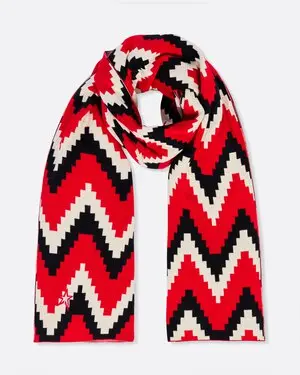 Perfect Moment Chevron Merino Wool Scarf - Red