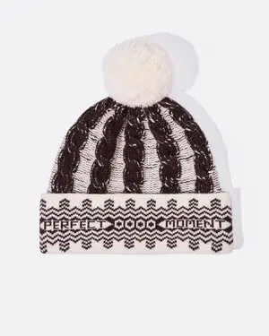 Perfect Moment Cable Knit Merino Wool Beanie - White