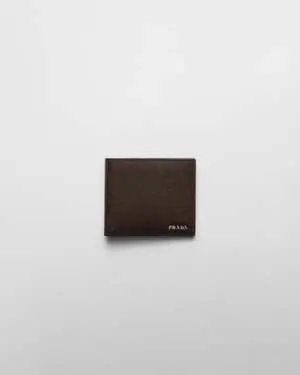 Prada Saffiano Leather Wallet Coffee/baltic Blue