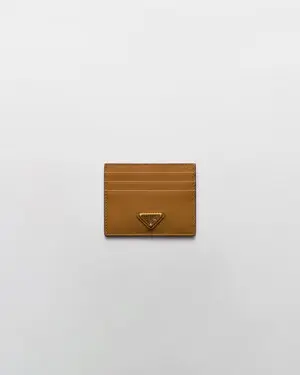Prada Leather Card Holder - Caramel