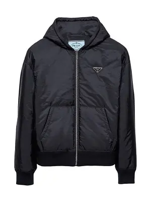 Prada Women's Lightweight Hooded Re-Nylon Blouson Jacket - Blue - Blue