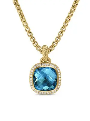 David Yurman Albion Pendant In 18k Yellow Gold - Hampton Blue Topaz