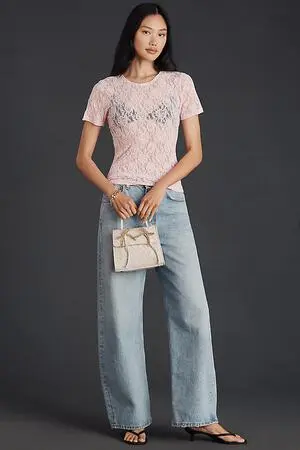 Hanky Panky Short-sleeve Lace T-shirt - Pink