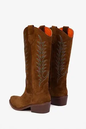 Penelope Chilvers Goldie Embroidered Cowboy Boots - Brown