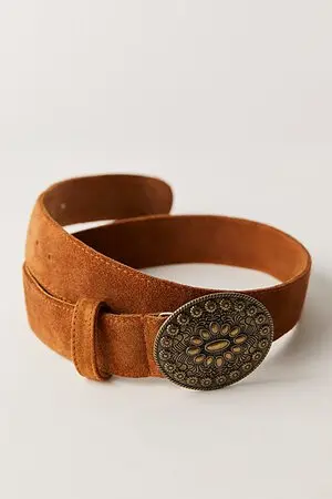 Free People Duchess Concho Suede Belt Cognac