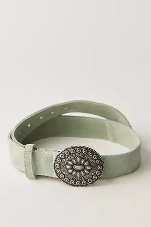 Free People Duchess Concho Suede Belt - Dried Sage