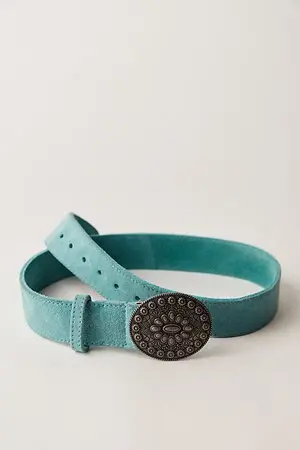 Free People Duchess Concho Suede Belt - Totally Turq