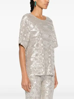 FORTE_FORTE Sequinned Short-sleeve Blouse