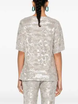 FORTE_FORTE Sequinned Short-sleeve Blouse